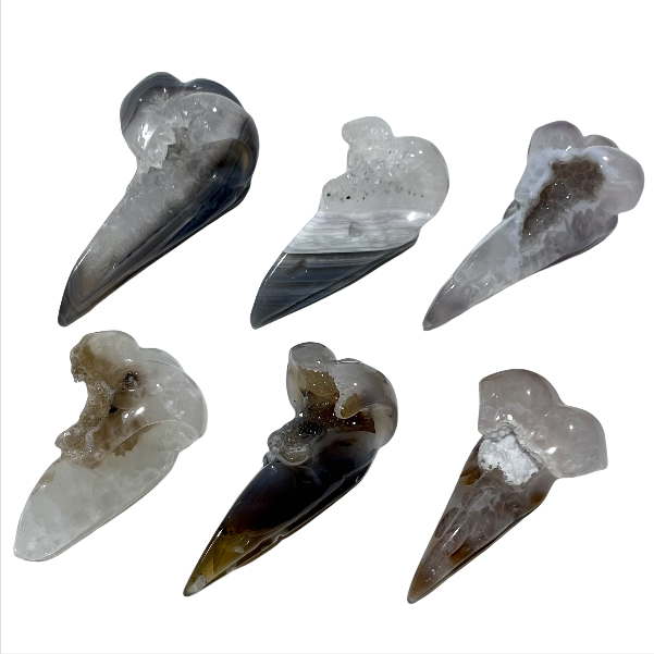 3 Counts Crow's Head Geode Crystal Carvings Natural Stone Gem Mining C ...
