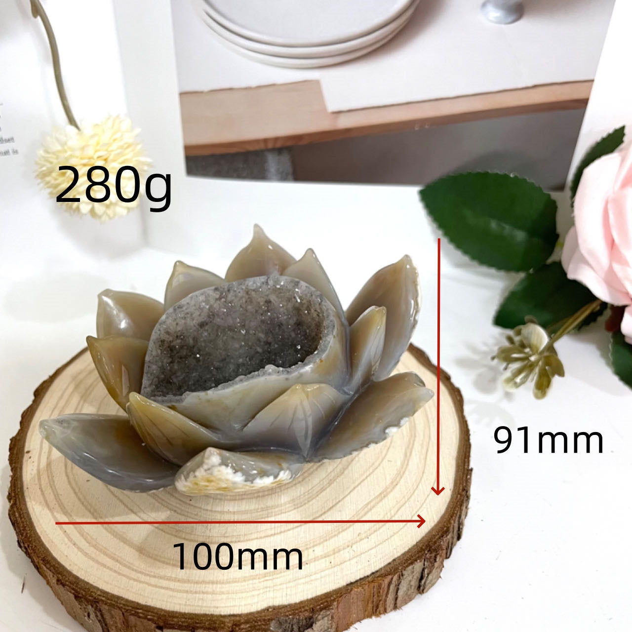 Lotus Druzy Natural Raw Geode From IG Crystal